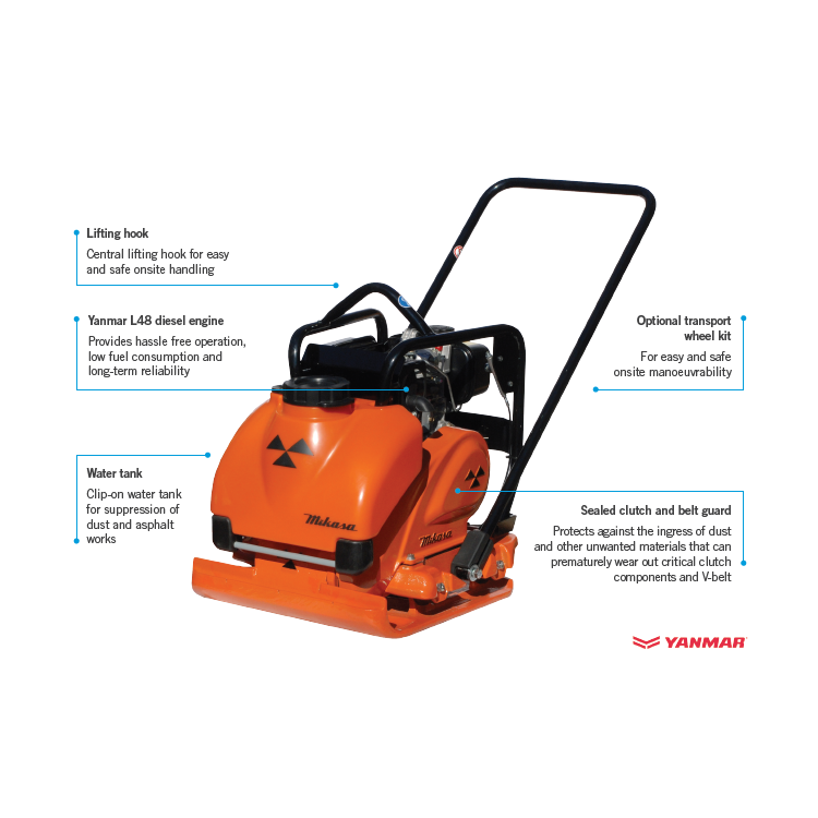 Mikasa Forward Plate Compactor MVC-T100D - 103 kg - Yanmar 4.7 hp ...