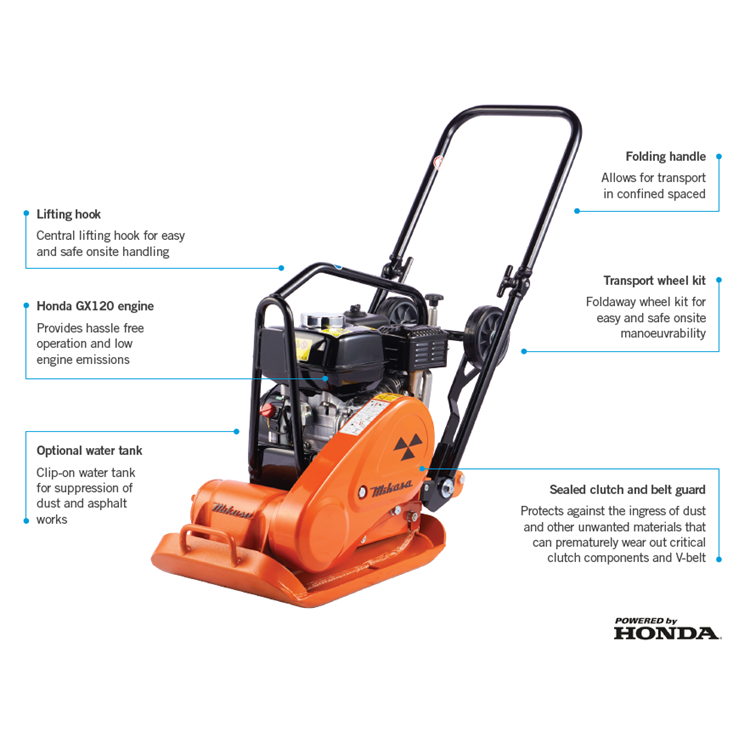 Mikasa Forward Plate Compactor MVC-F60H - 73 kg - Honda 4.0 hp Petrol ...